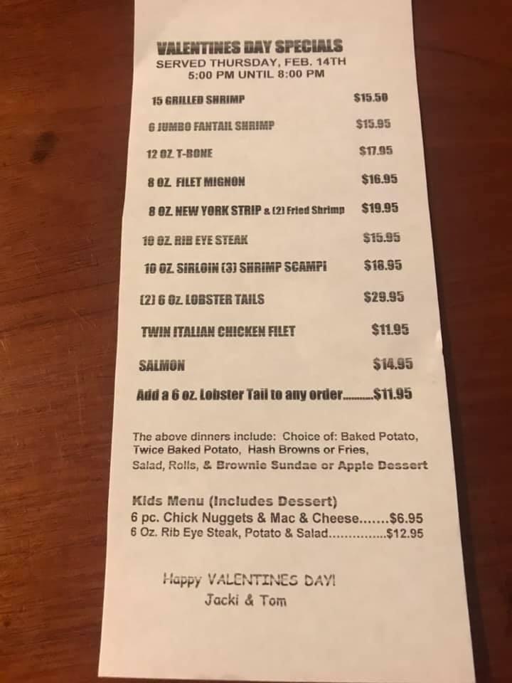 Menu at Mouse Tavern & Restaurant, Beloit