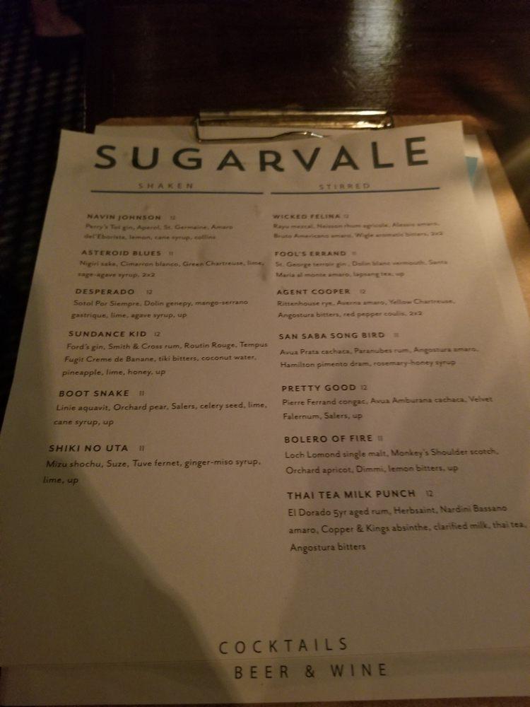 Menu at Sugarvale pub & bar, Baltimore