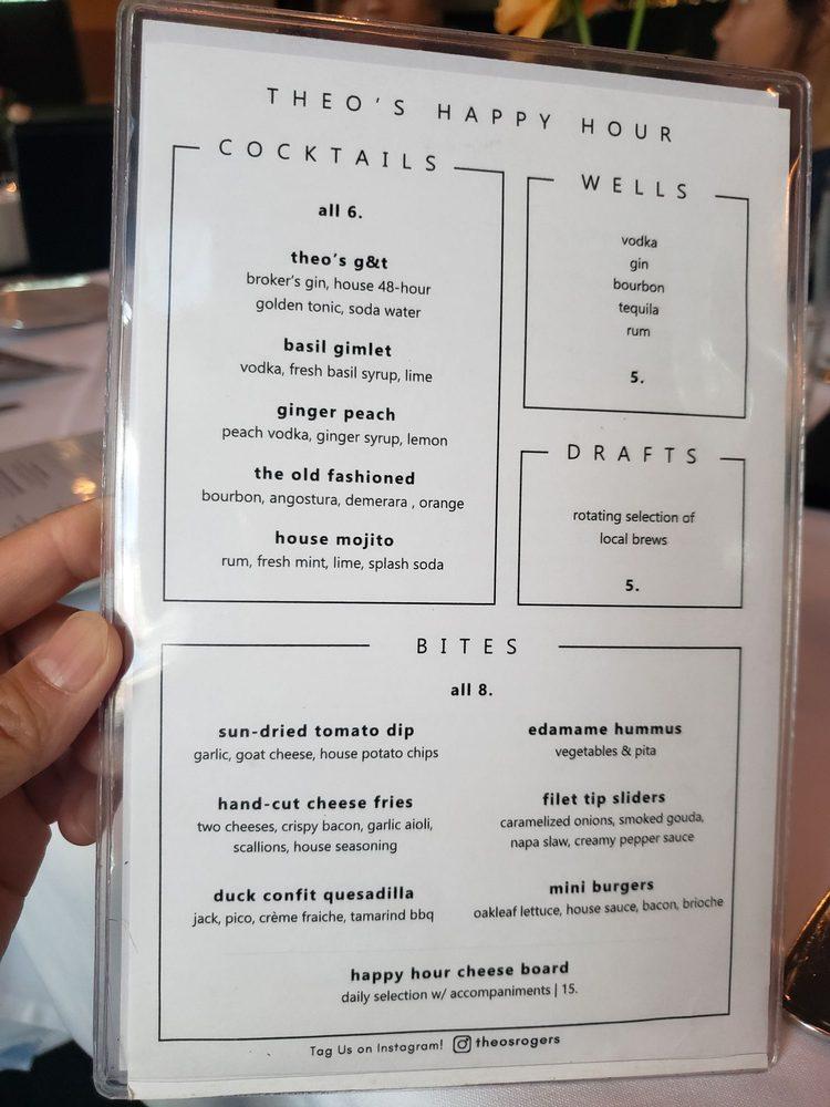 Menu at Theo's - Rogers steakhouse, Rogers