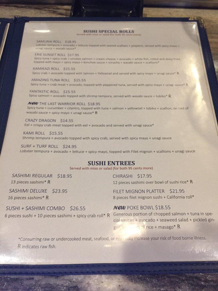 Menu at Samurai Kitchen + Sushi restaurant, Erie