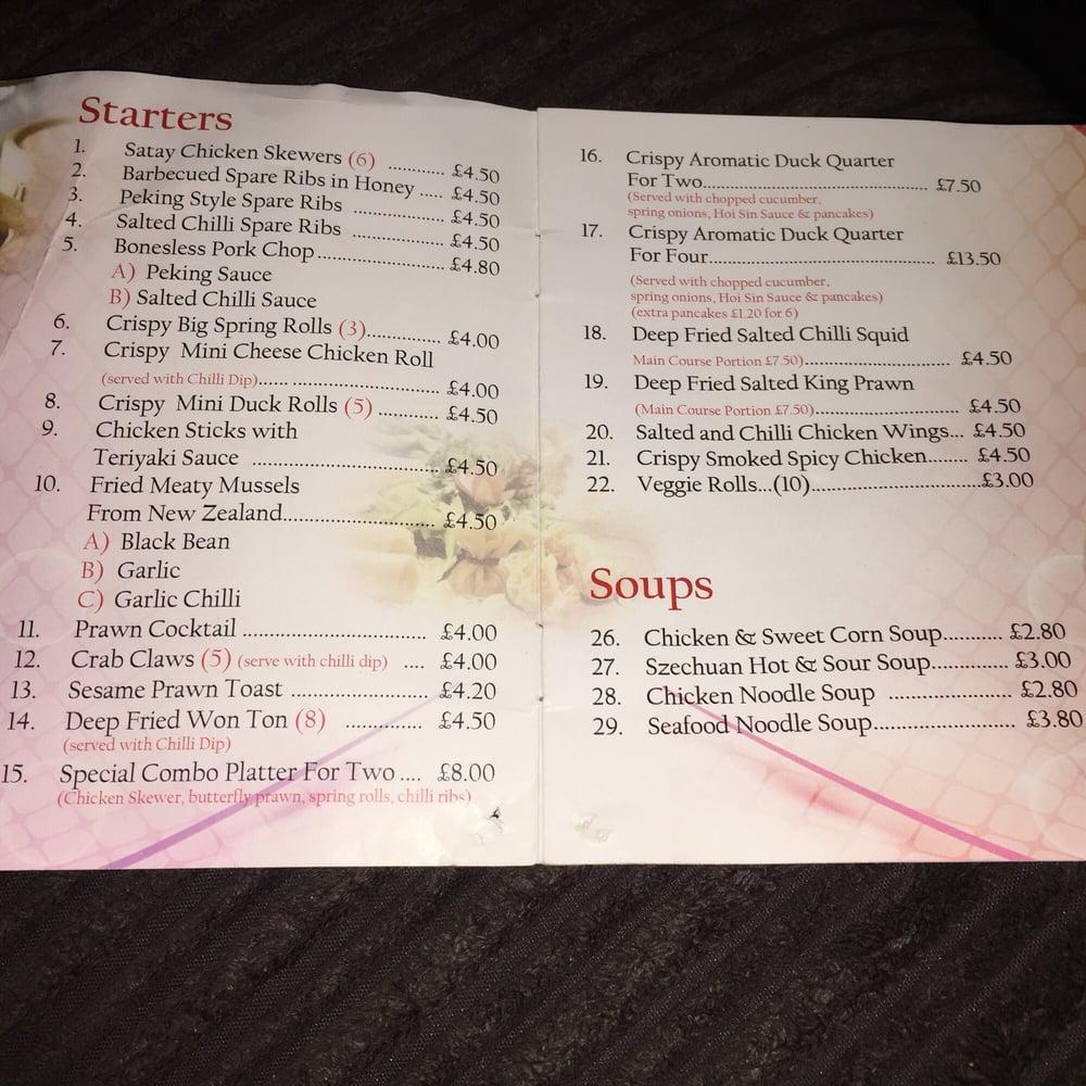 Menu at Ma Ma Chef restaurant, Carrickfergus
