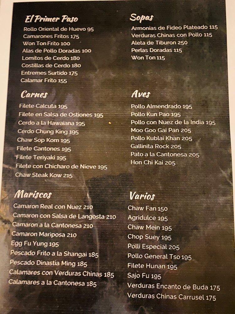 Carta del restaurante Santa Fe, Matamoros