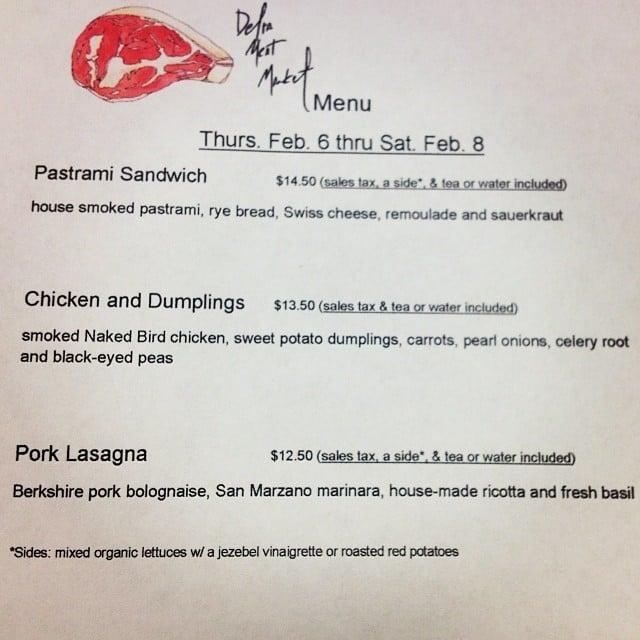 Menu at Delta Meat Market restaurant, Cleveland