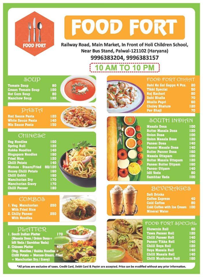 Menu at Food Fort, Palwal