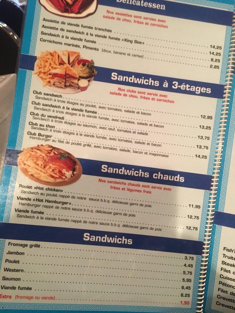 Menu au Restaurant Jimmy, Montréal