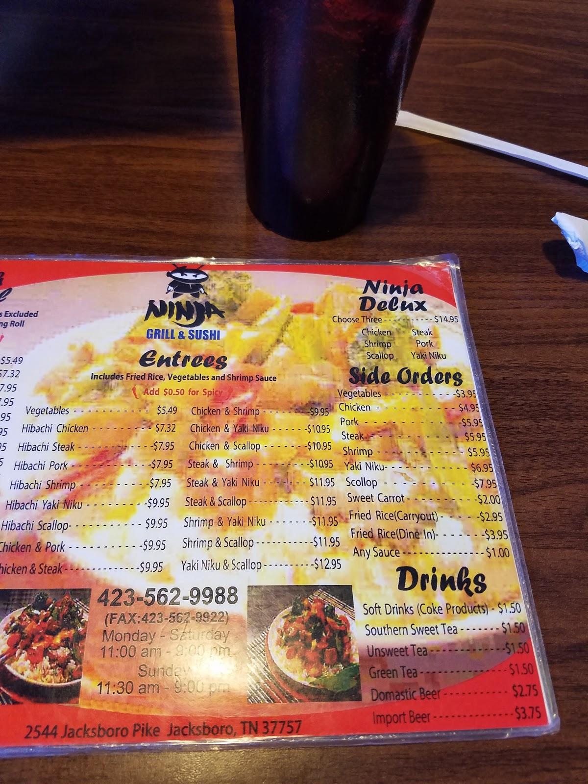 Menu at Ninja Hibachi Grill restaurant, Jacksboro