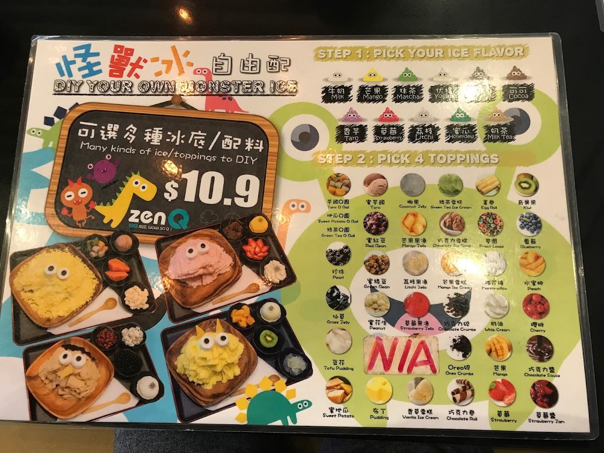 Menu at ZenQ & 桃花源 Taoyuan Neverland cafe, Markham, -8333 Kennedy Rd
