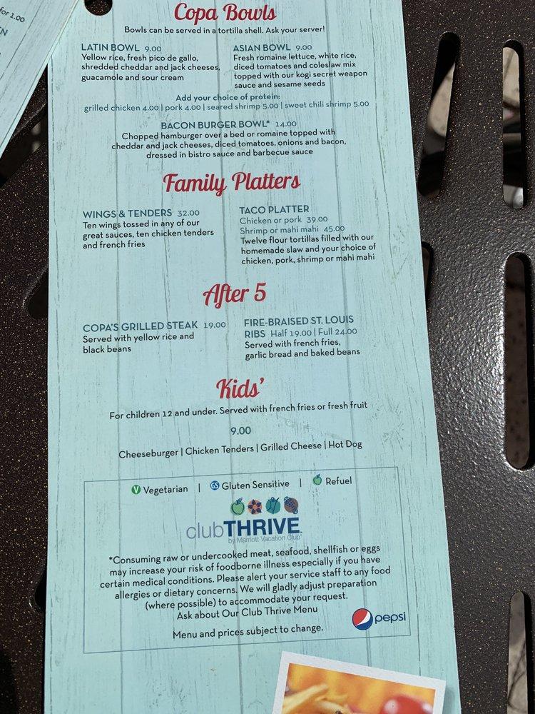 Menu at Copa Loca Bar & Grill, Orlando