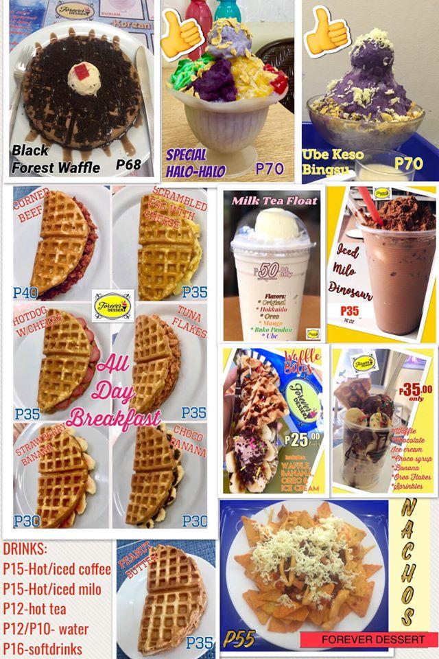 Menu at Forever Dessert restaurant, Tagum City