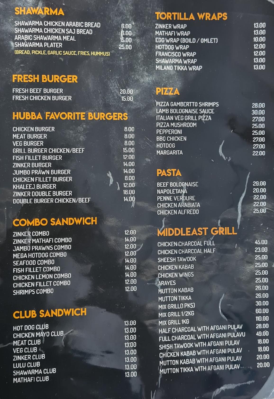 Menu at HUBBA Cafe, Dubai, Unnamed Road - القوزالقوز 4