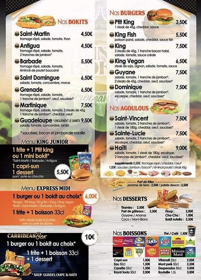 Menu at KING BOKIT restaurant, Le Bourget