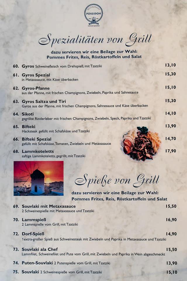 Menu at Restaurant Poseidon, Norderstedt