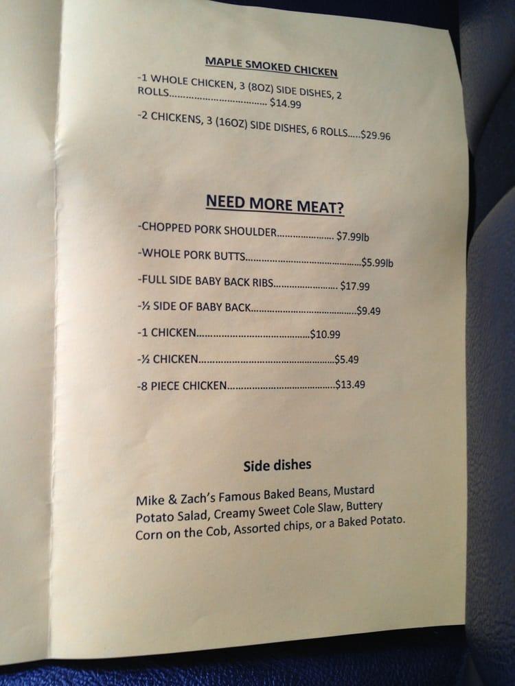 Menu at Mike & Zach BBQ, Poplar Bluff