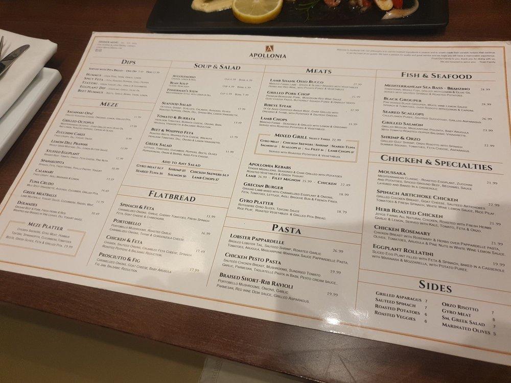 Menu at Apollonia Grill - Landings Sarasota restaurant, Sarasota, S ...