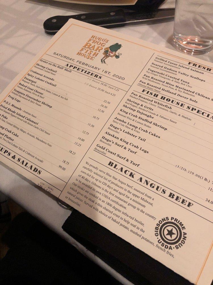 Menu at Hugo's Frog Bar & Fish House, Naperville