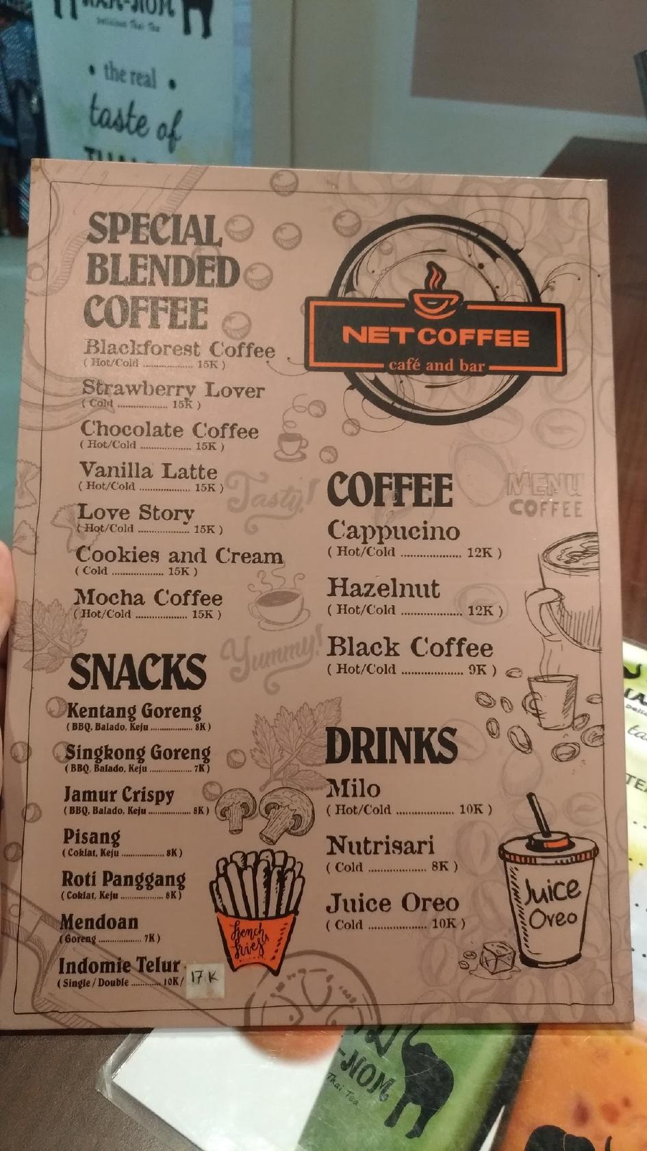 Menu at Net Coffee cafe, Semarang