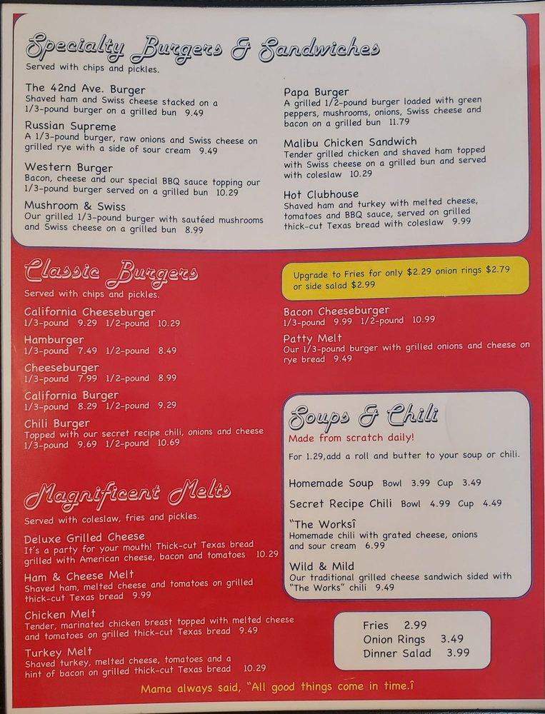 Menu at Papa's Cafe, New Hope