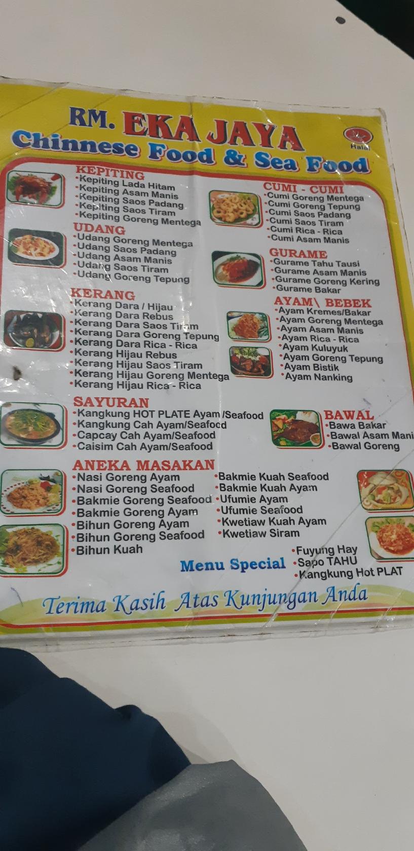 Menu at R.M Eka Jaya restaurant, Bekasi Regency