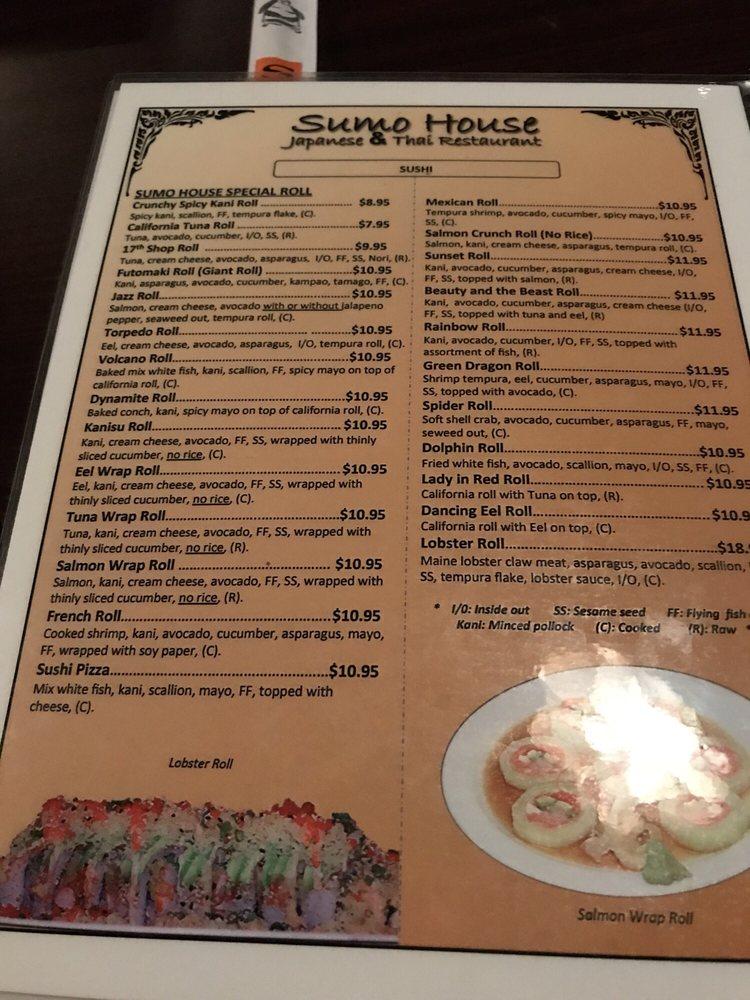 Menu at Sumo House restaurant, Vero Beach