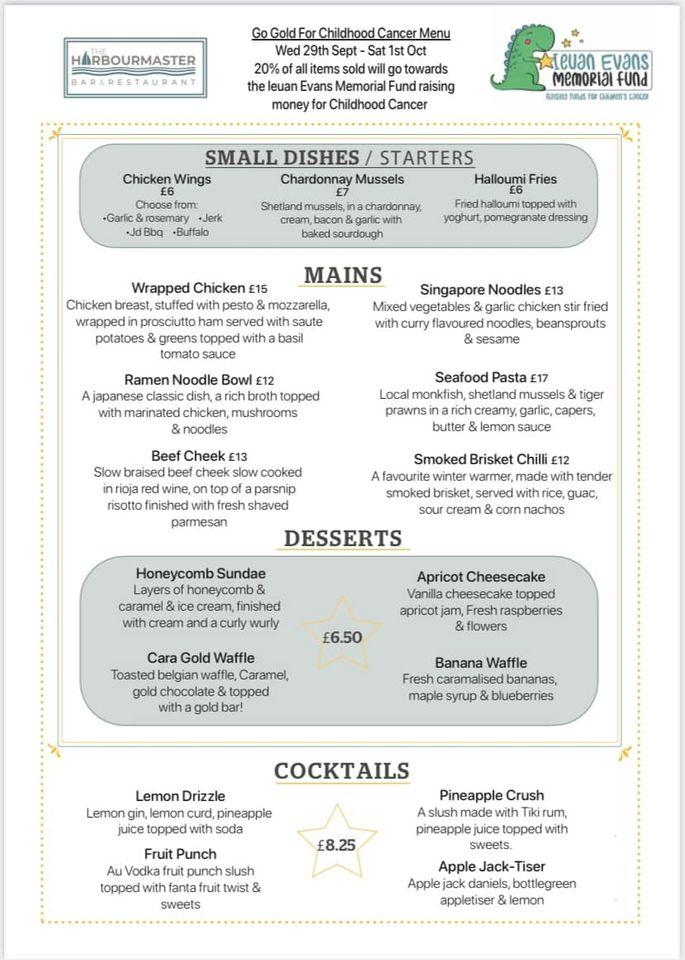 Menu at The Harbourmaster pub & bar, Milford Haven, Marina
