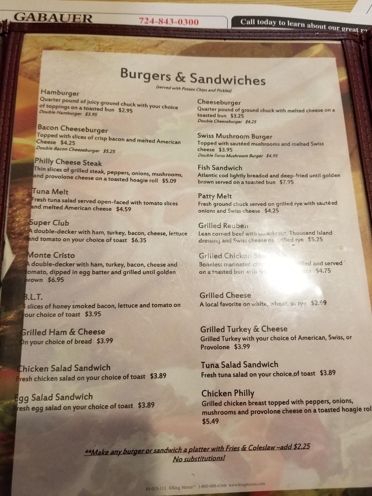 Menu at Towne Square Restaurant, Beaver