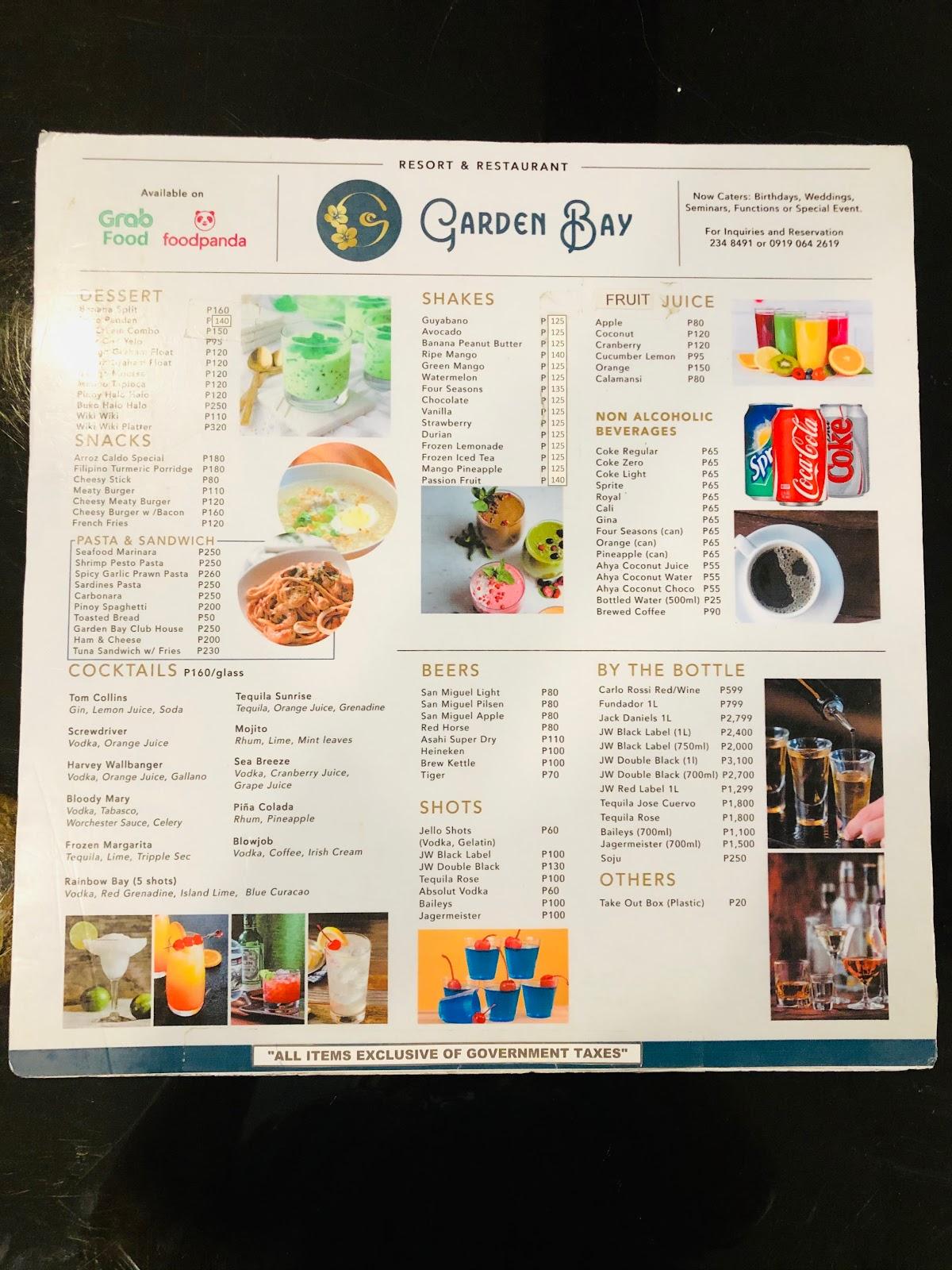 Menu at Garden Bay Restaurant & Resort, Davao City