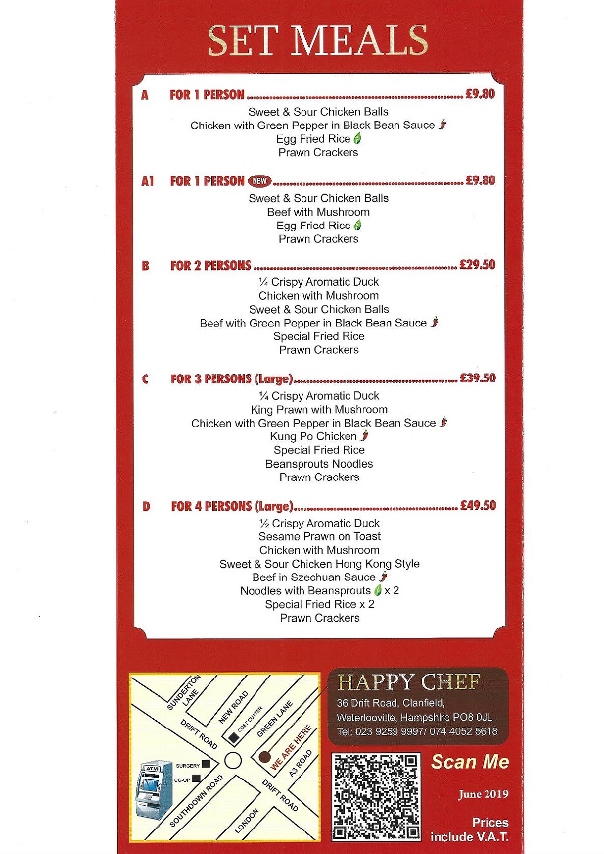 Menu at Happy Chef fast food, Waterlooville