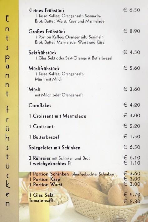 Menu at Seaport Cafe Graf, Lindau