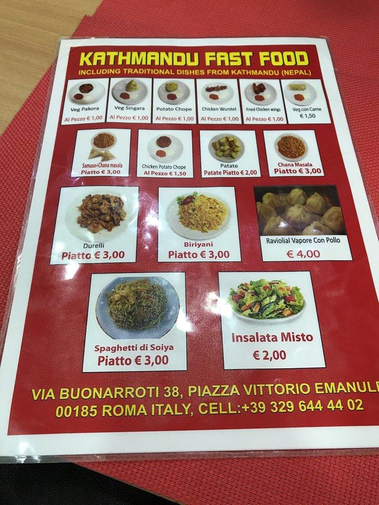 Menu at Kathmandu - fast food, Rome