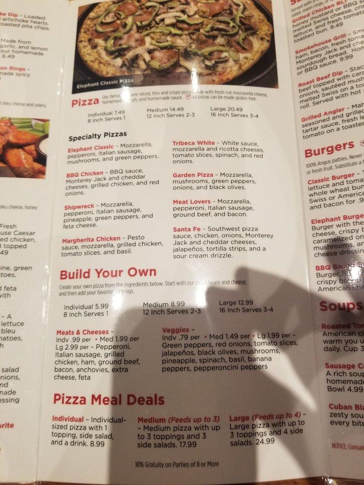 Menu at Red Elephant Pizza & Grill pizzeria, Dothan