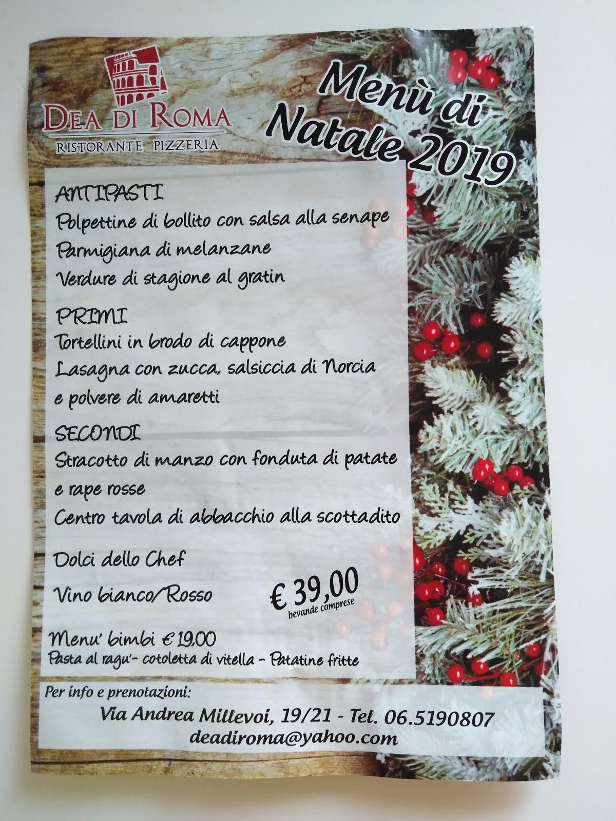 Menu da Ristorante Dea, Roma