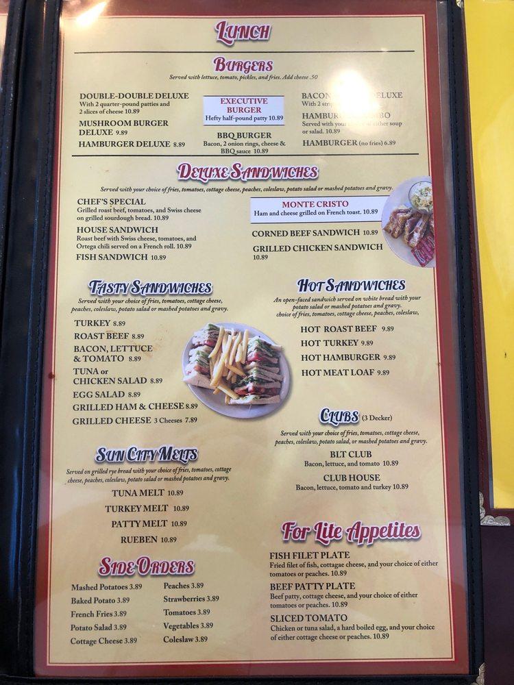 Menu at Sun City Family Restaurant, Menifee