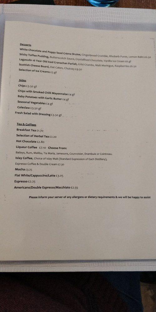 Menu at The Islay Hotel pub & bar, Port Ellen