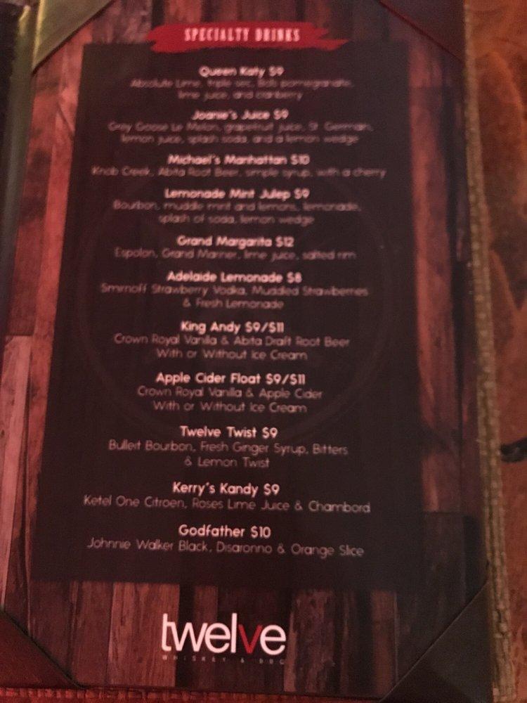 Menu at Twelve Whiskey Barbecue, Pittsburgh