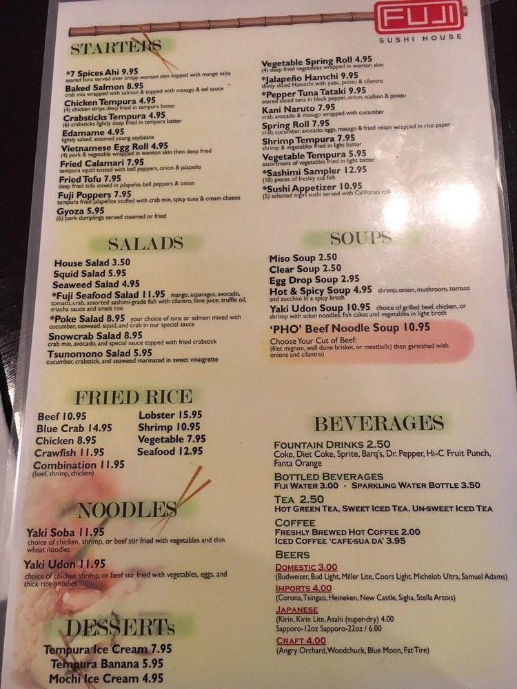 Menu at Fuji Sushi House restaurant, Biloxi