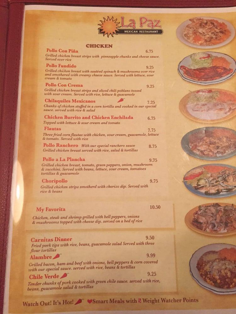 Menu at La Paz Mexican Restaurant & Grill, Boiling Springs