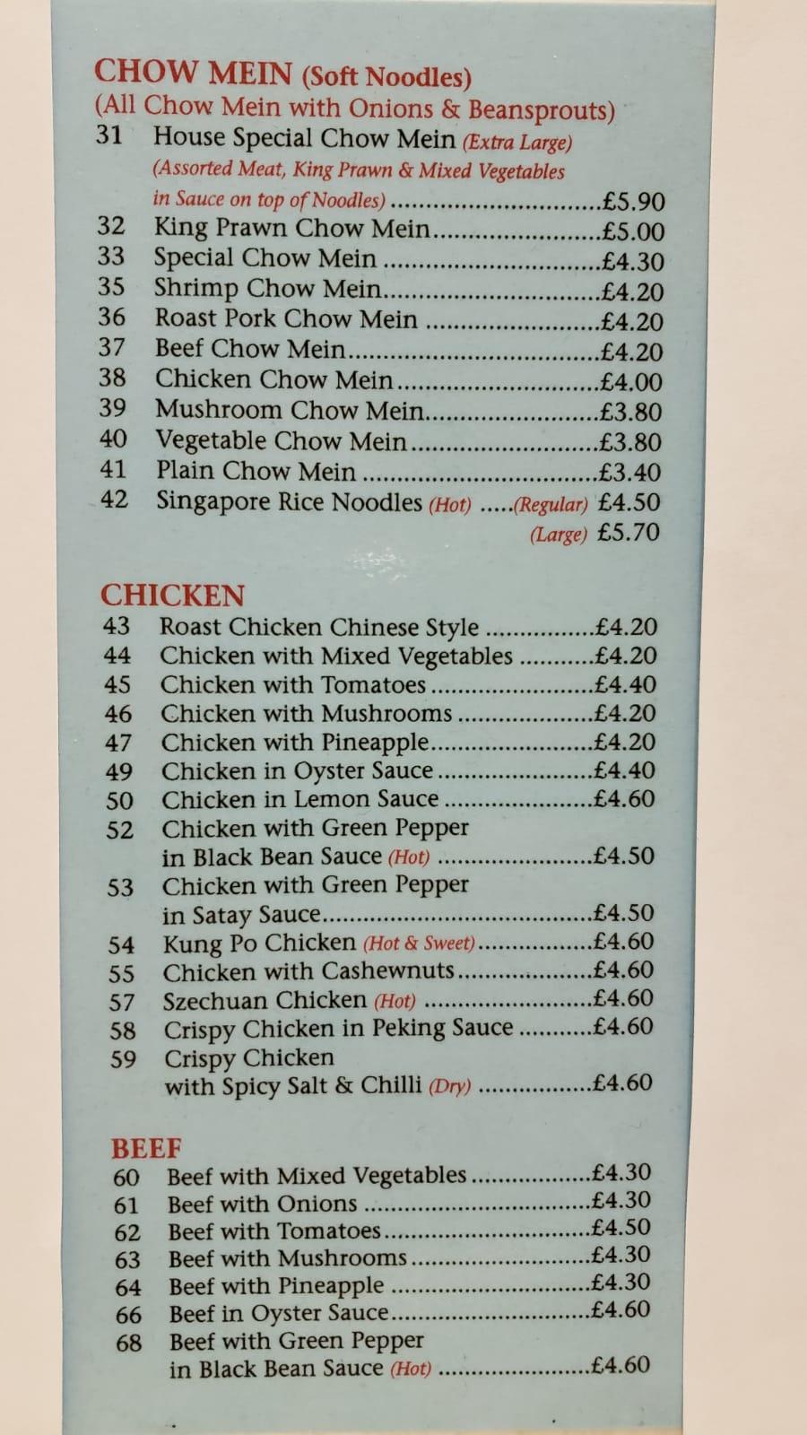 Menu at Tasty House fast food, Dymchurch