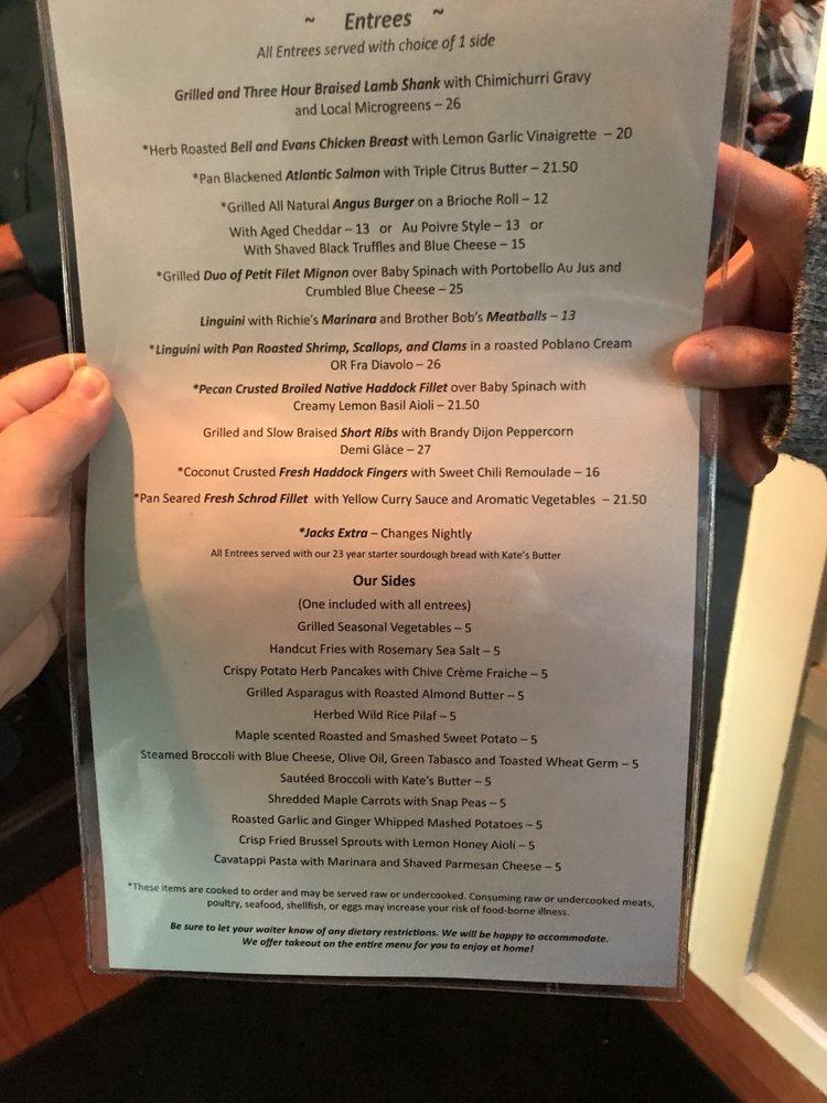 Menu at Village Tavern restaurant, Kennebunk