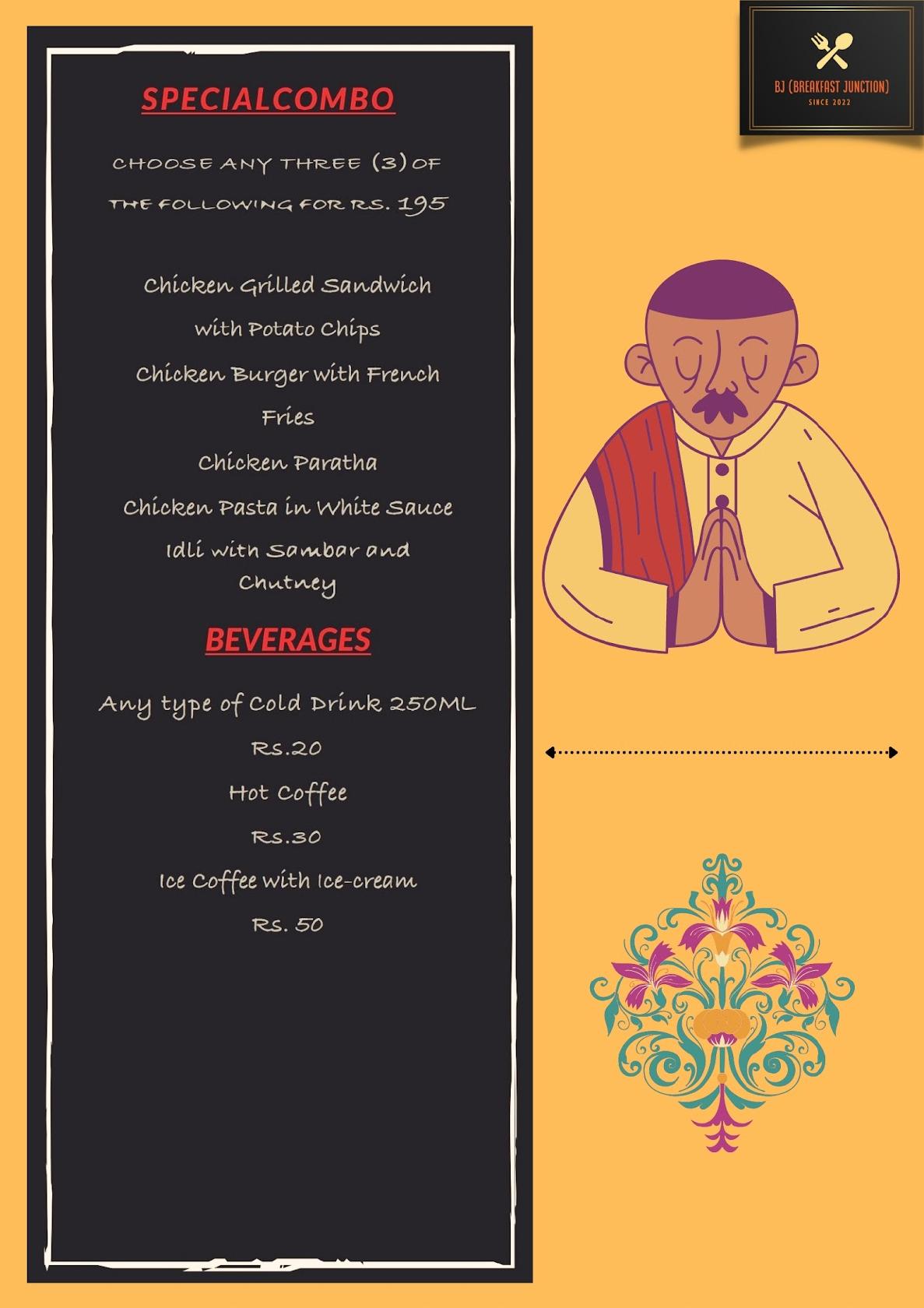 Menu at BJ (Breakfast Junction), Kolkata