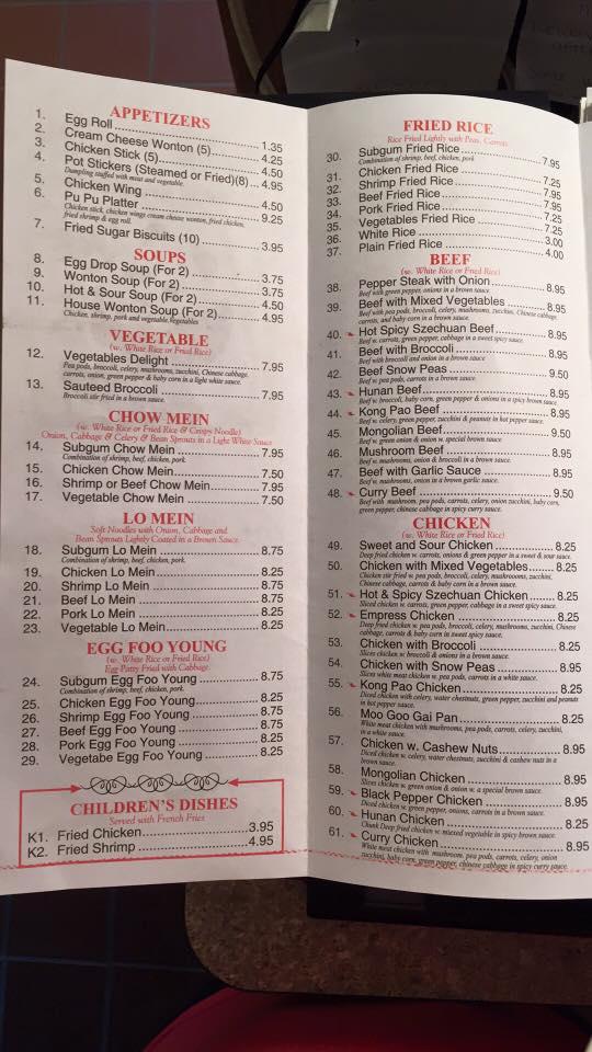 Menu at China Panda (In Glenwood) restaurant, Glenwood