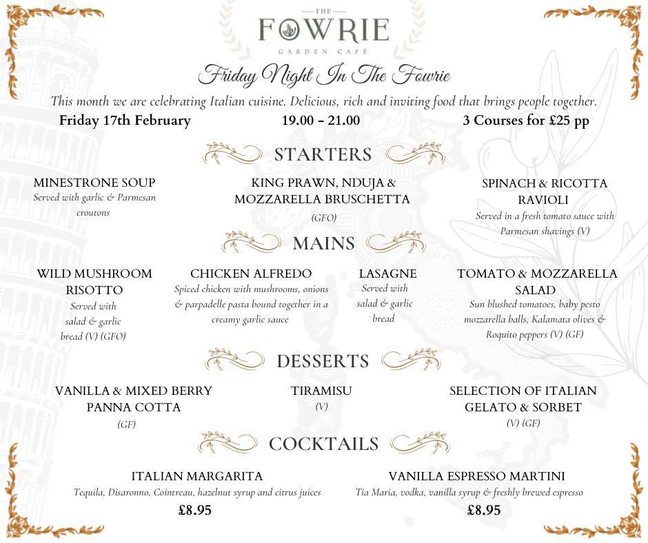 Menu at Fourmile House restaurant, Aberdeen