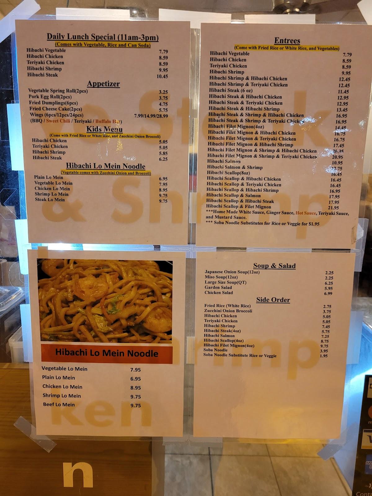 Menu at Hibachi Jr. Express restaurant, Archdale