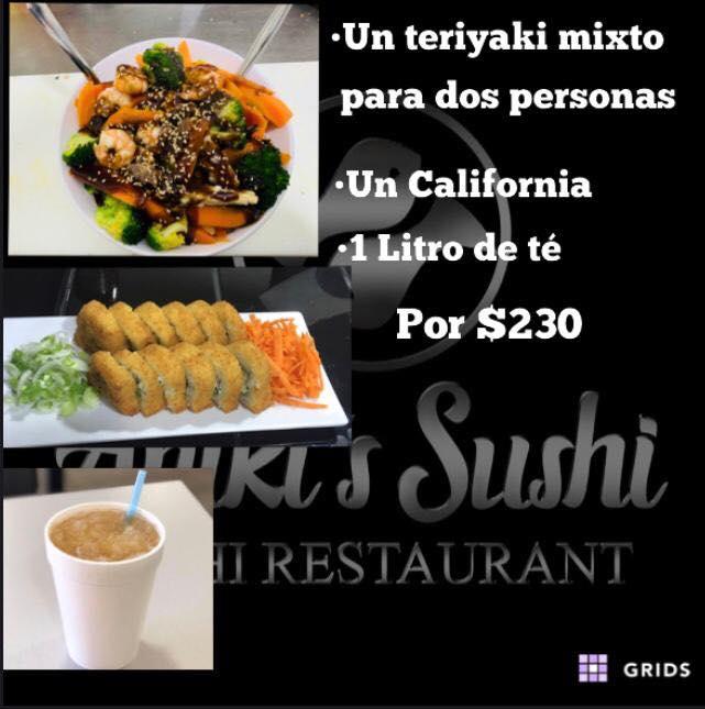 Menu at Aniki's Sushi restaurant, Ciudad Obregón, C. Jalisco 1135