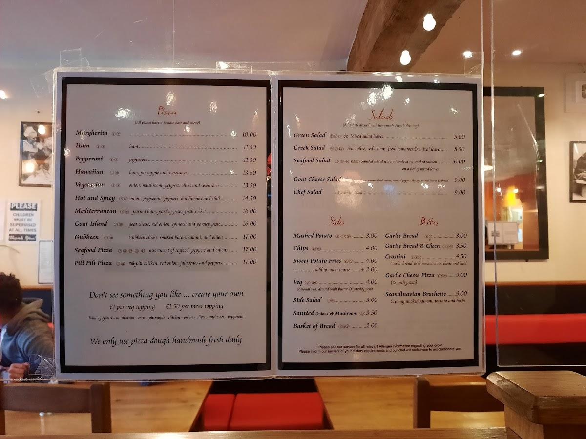 Menu at The New Haven restaurant, Schull