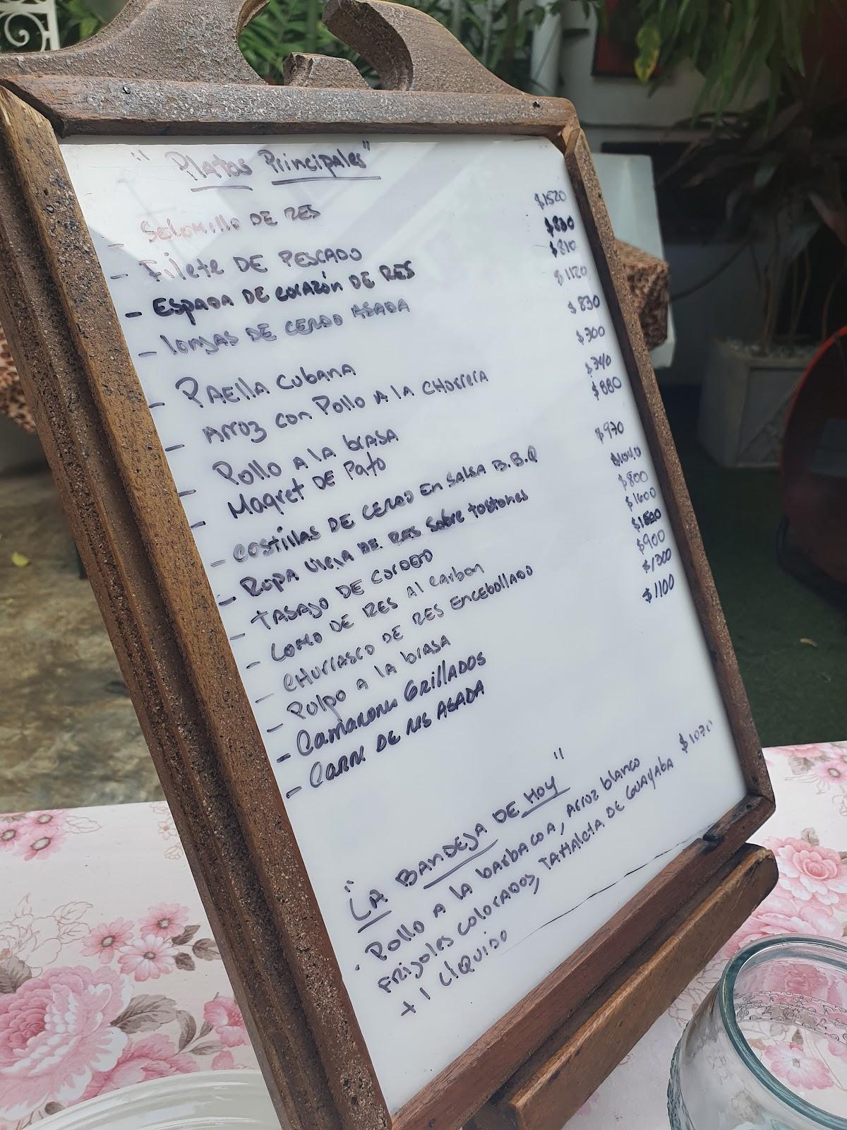 Menu at Al Carbon restaurant, Havana