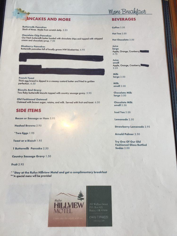 Menu at Bulldog Diner restaurant, Rufus