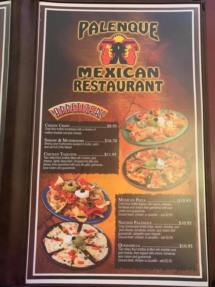 Menu at Palenque Mexican Restaurant, Grangeville, 711 W Main St