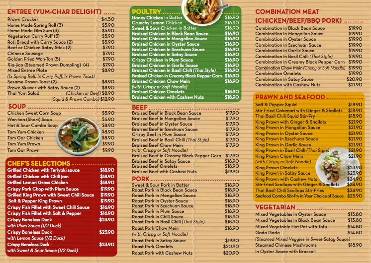 Menu at Robe Chinese Restaurant, Robe