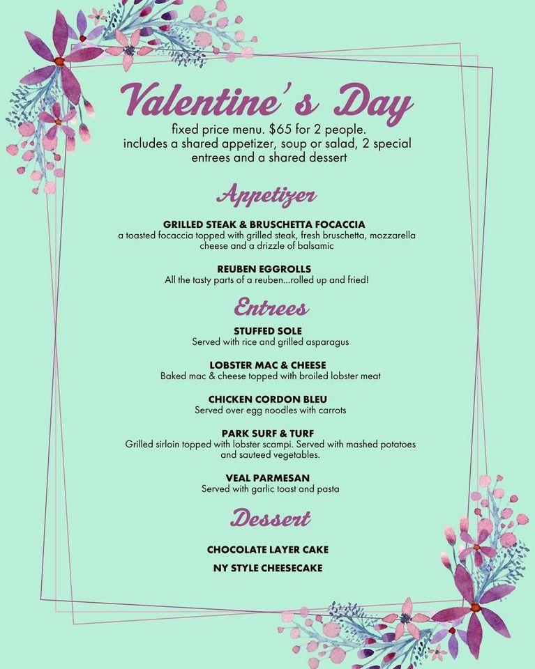 Menu at The Park steakhouse, Highland Falls