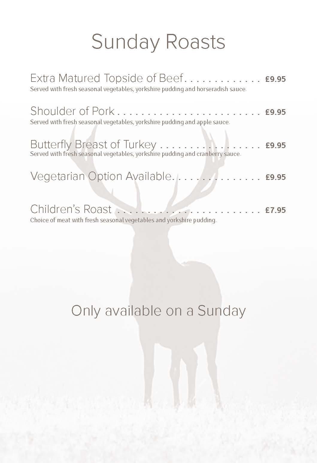 The Stag Inn Little Easton, Duck St in Great Dunmow - Restaurant menu ...